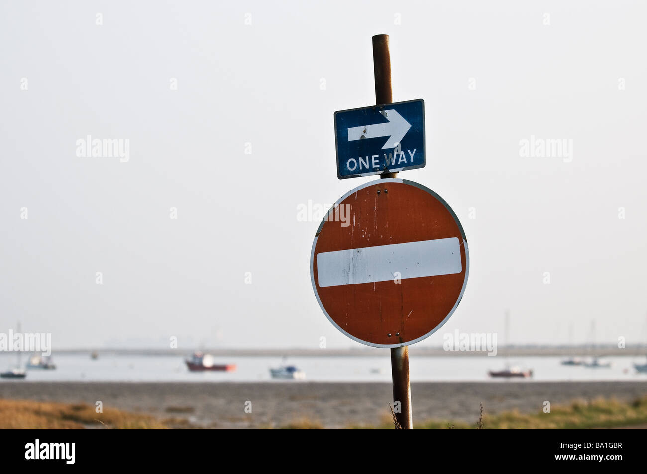 Traffic signs on Two Tree Island in Essex. Photo by Gordon Scammell ...