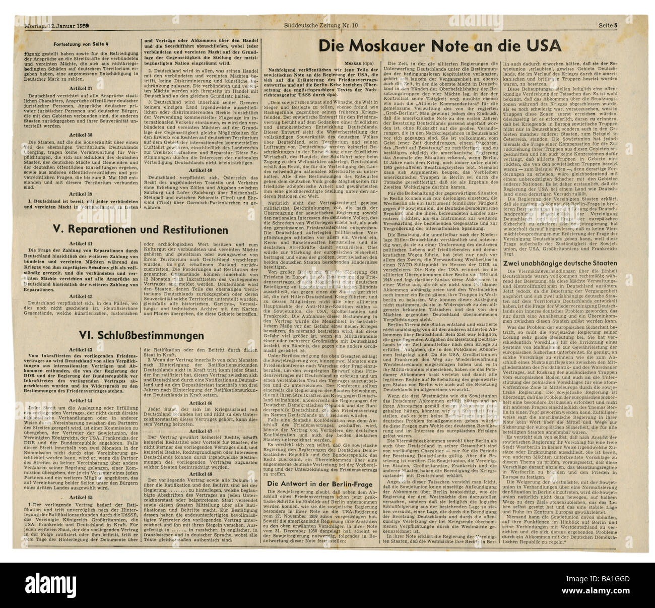 Cold war 1950s newspaper hi-res stock photography and images - Alamy