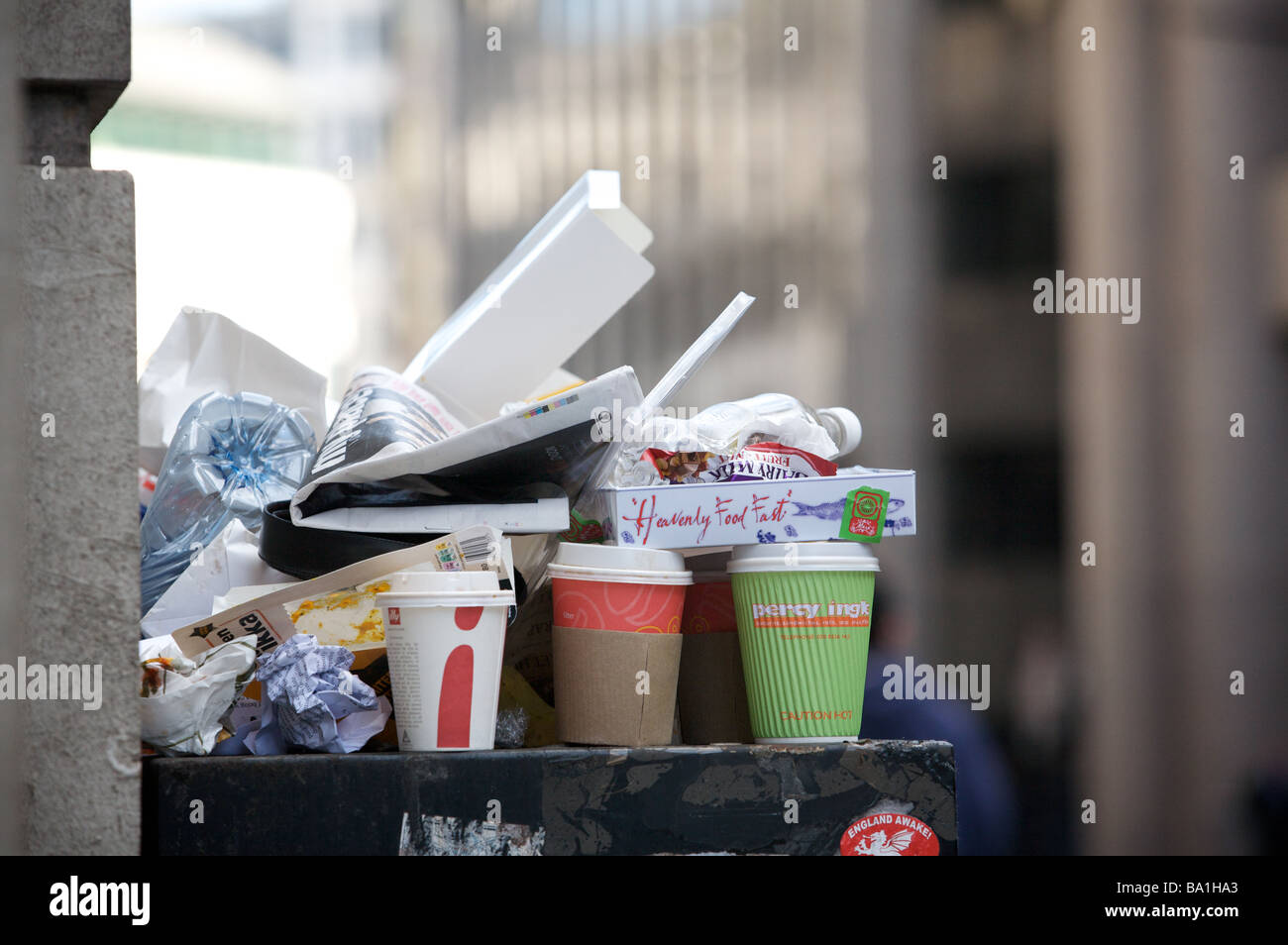 Pile of litter, Bank, London G20 protests Stock Photo - Alamy