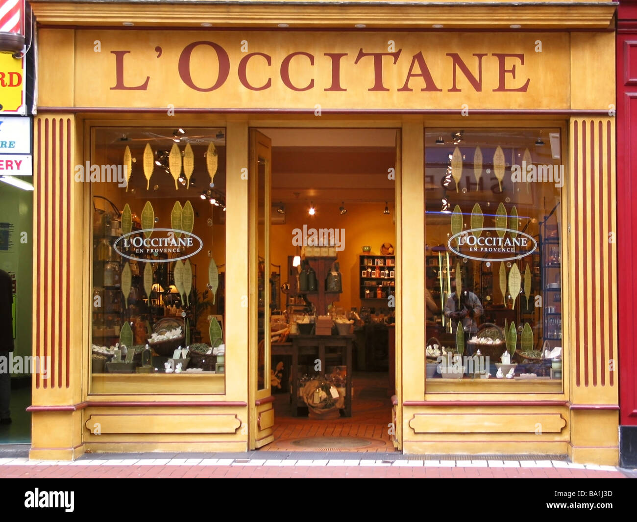 Yellow front facade of L'Occitane shop Wicklow Street Dublin Ireland ...
