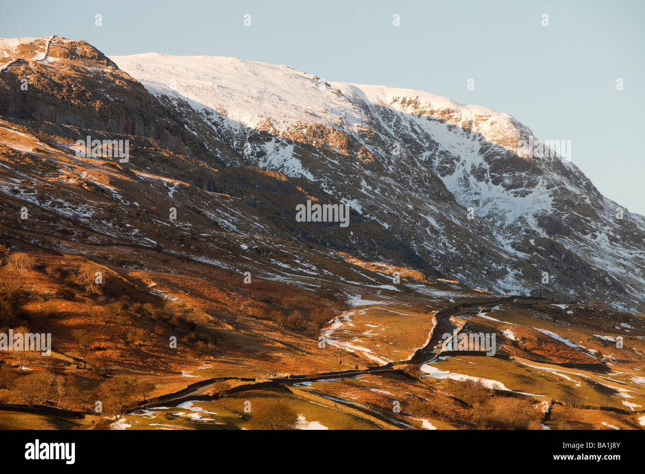 Red Screes mountain in the Lake district National Park UK in winter ...