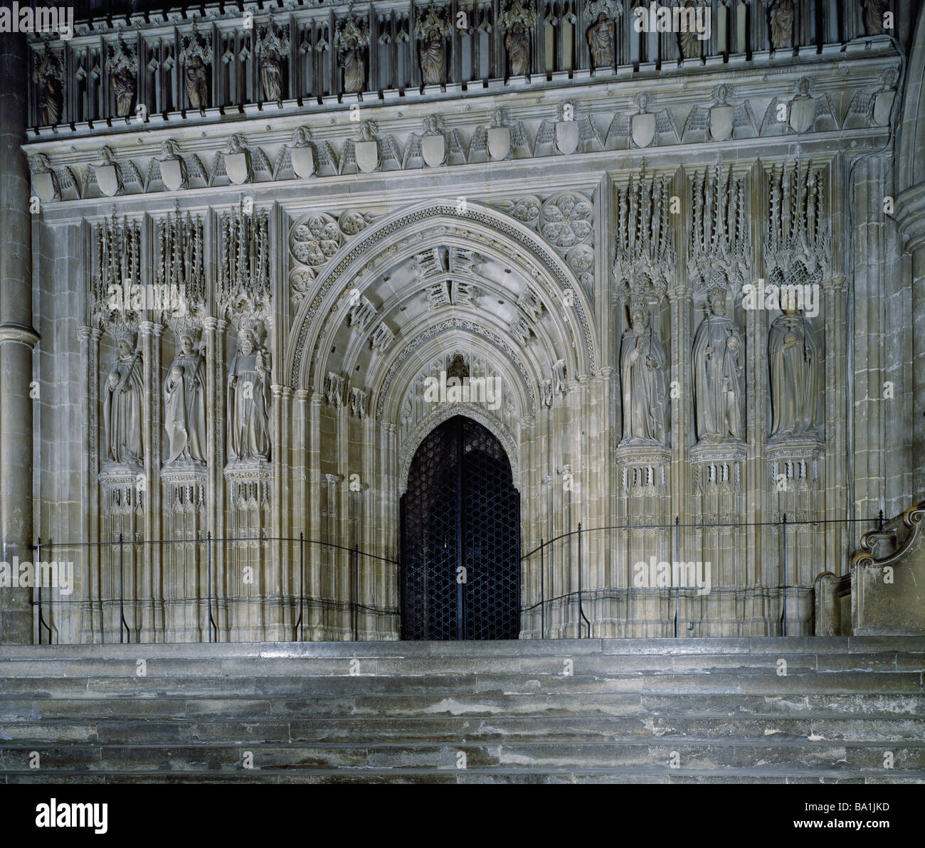 Canterbury Cathedral, choir screen separating the nave from the choir ...