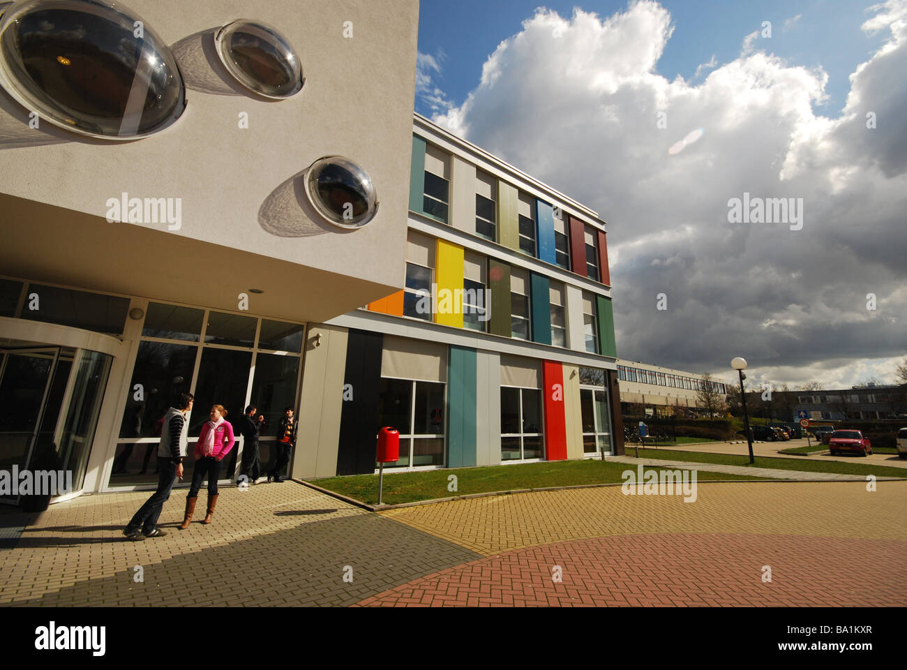 colourful school building of Niekee educational centre Roermond ...