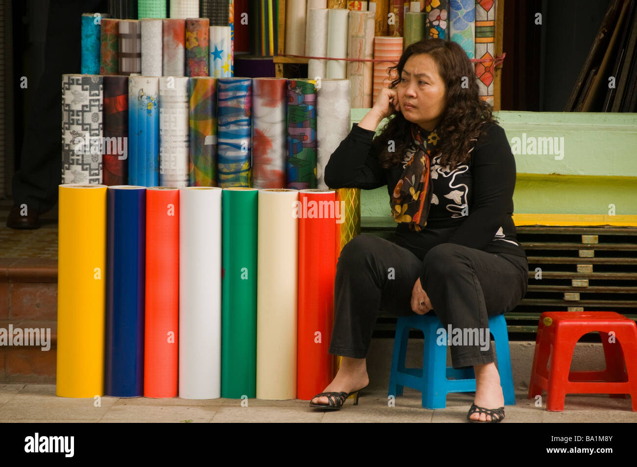 wrapping paper shop in Hanoi Vietnam Stock Photo - Alamy