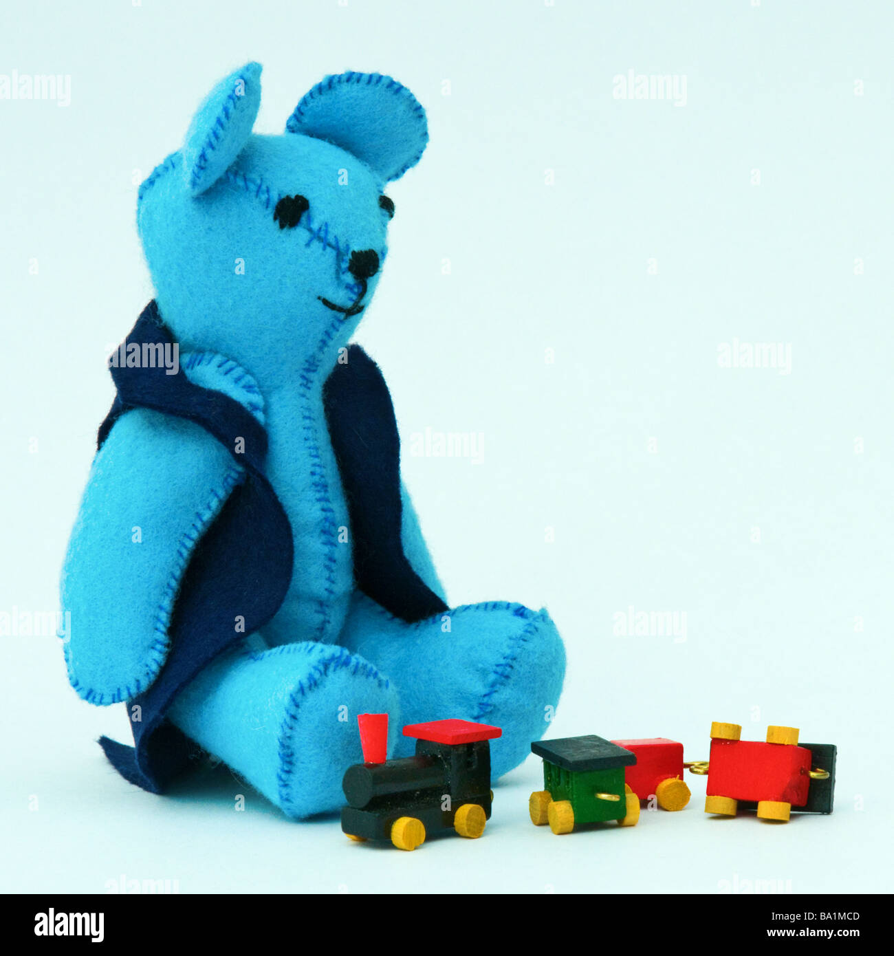 Miniature teddy with a train set (Mini Bear Collection Stock Photo - Alamy