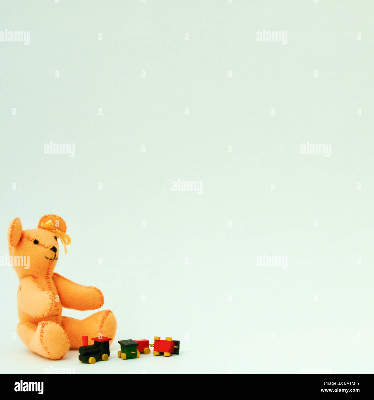 Miniature teddy with a train set (Mini Bear Collection Stock Photo - Alamy