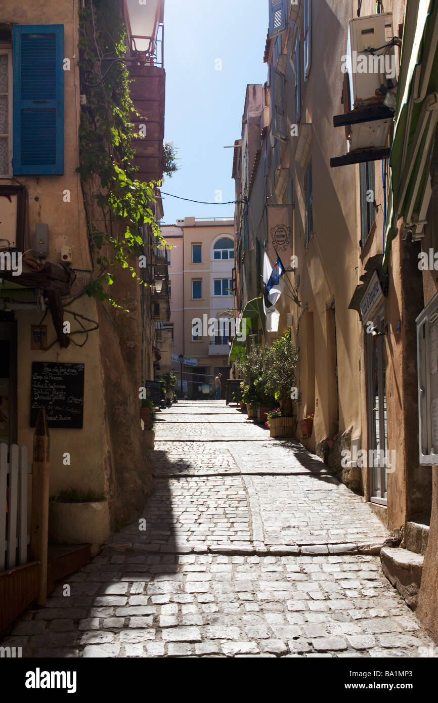 Street in the Haute Ville (Old Town), Bonifacio, Corsica, France Stock ...