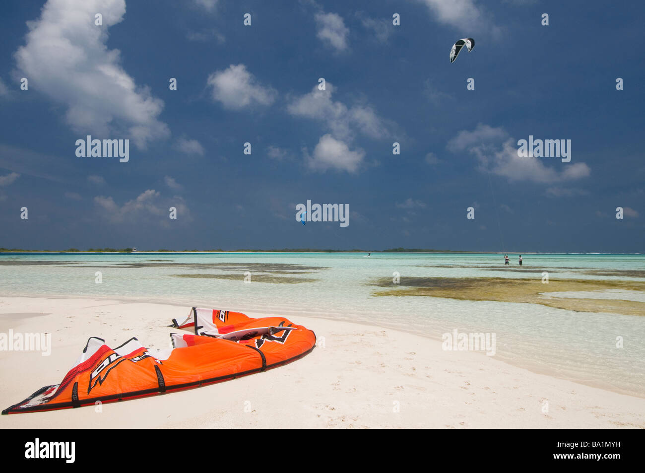 Kite surfing Francisqui Los Roques Venezuela South America Stock Photo ...