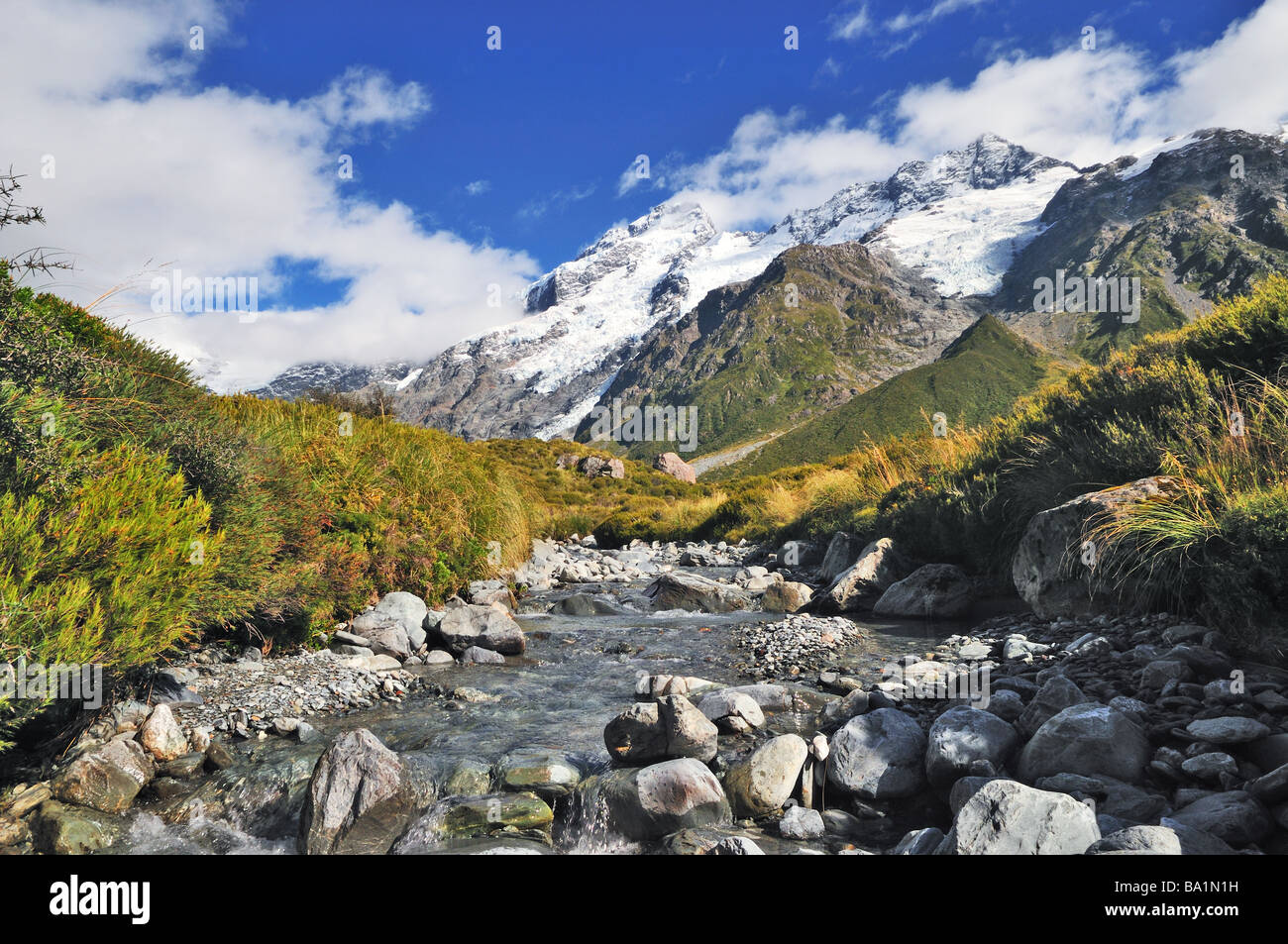 A scene from the Mueller Lake walk near Mt Cook village in New Zealand ...