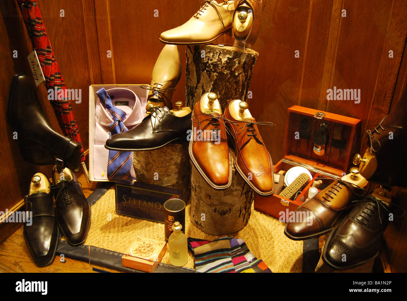 exclusive shoes in men's wear shop Maastricht boutique Stock Photo - Alamy