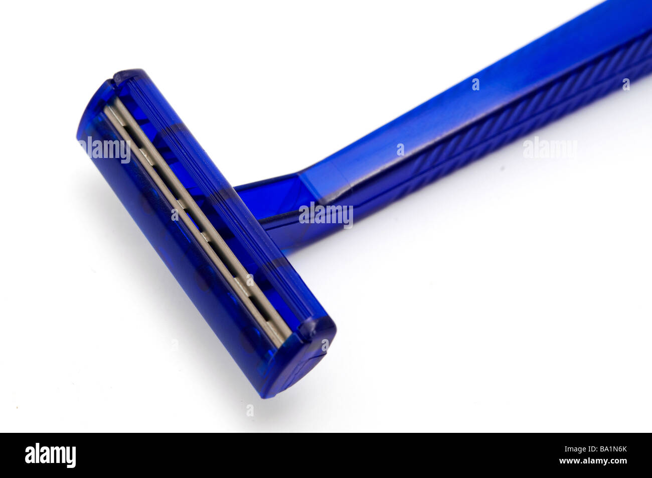 Blue Razor on a white background Stock Photo - Alamy