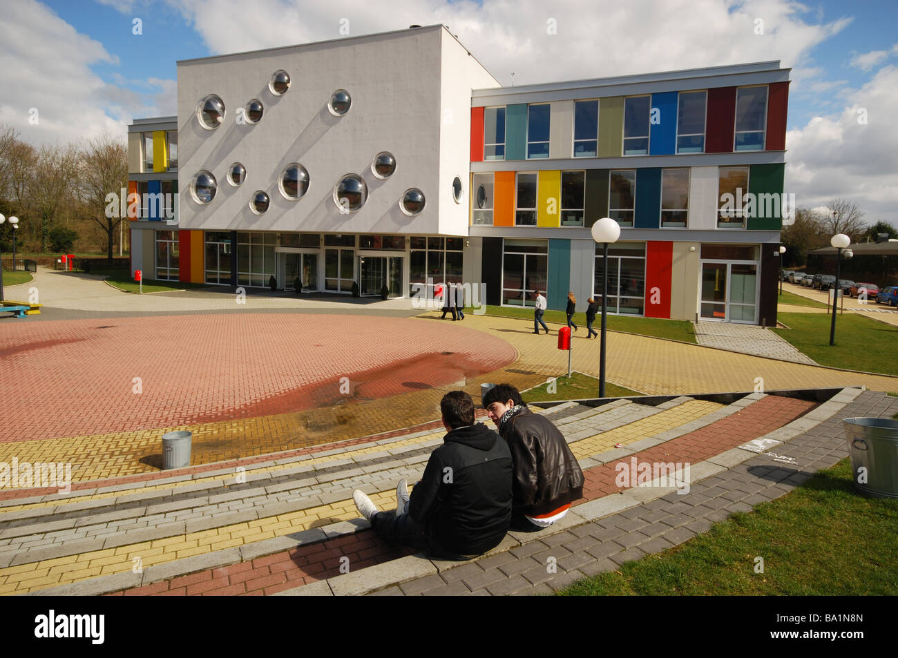 colourful school building of Niekee educational centre Roermond ...