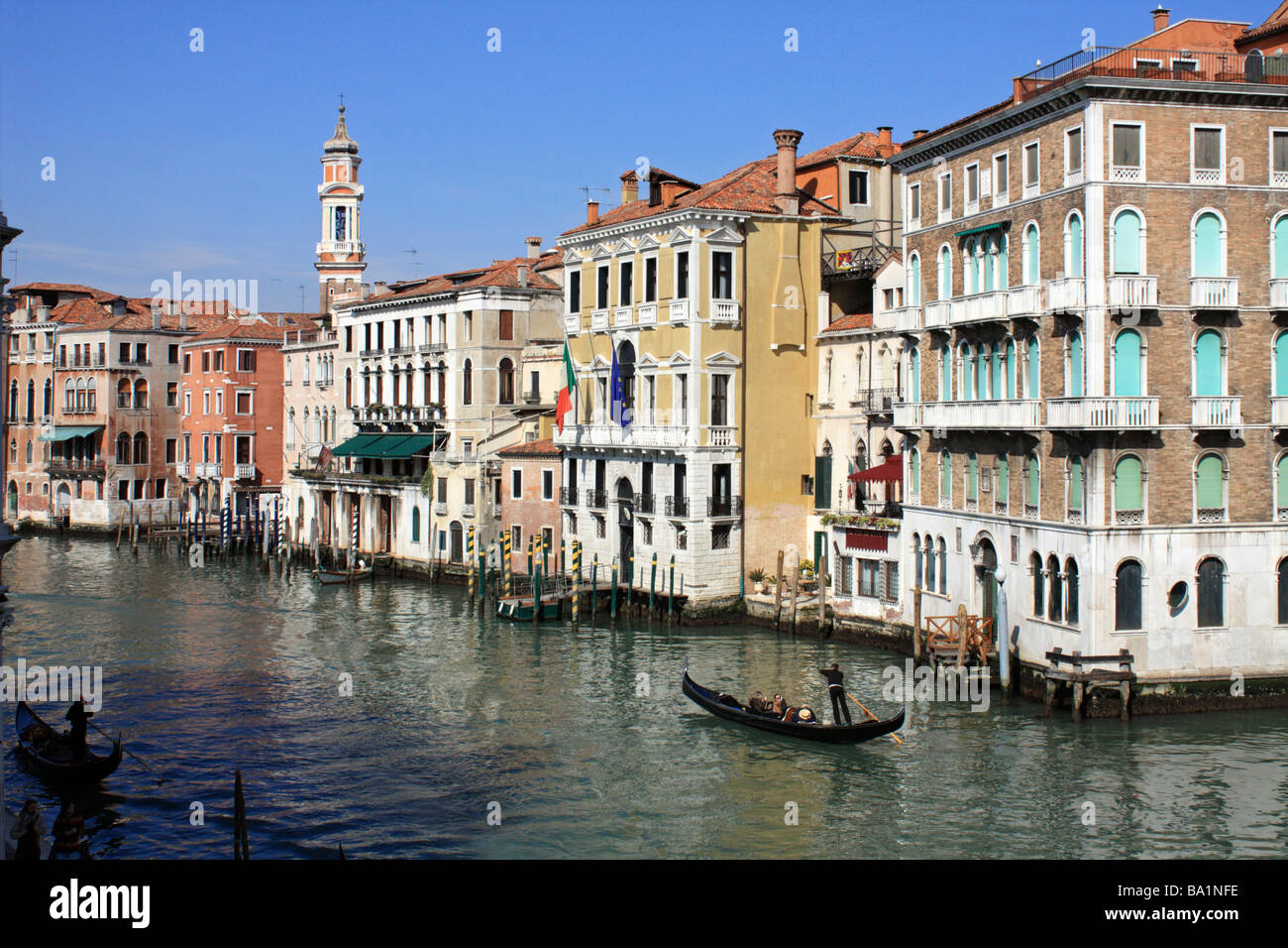 View of the Grand Canal and the gondolas from the Rialto bridge Venice ...