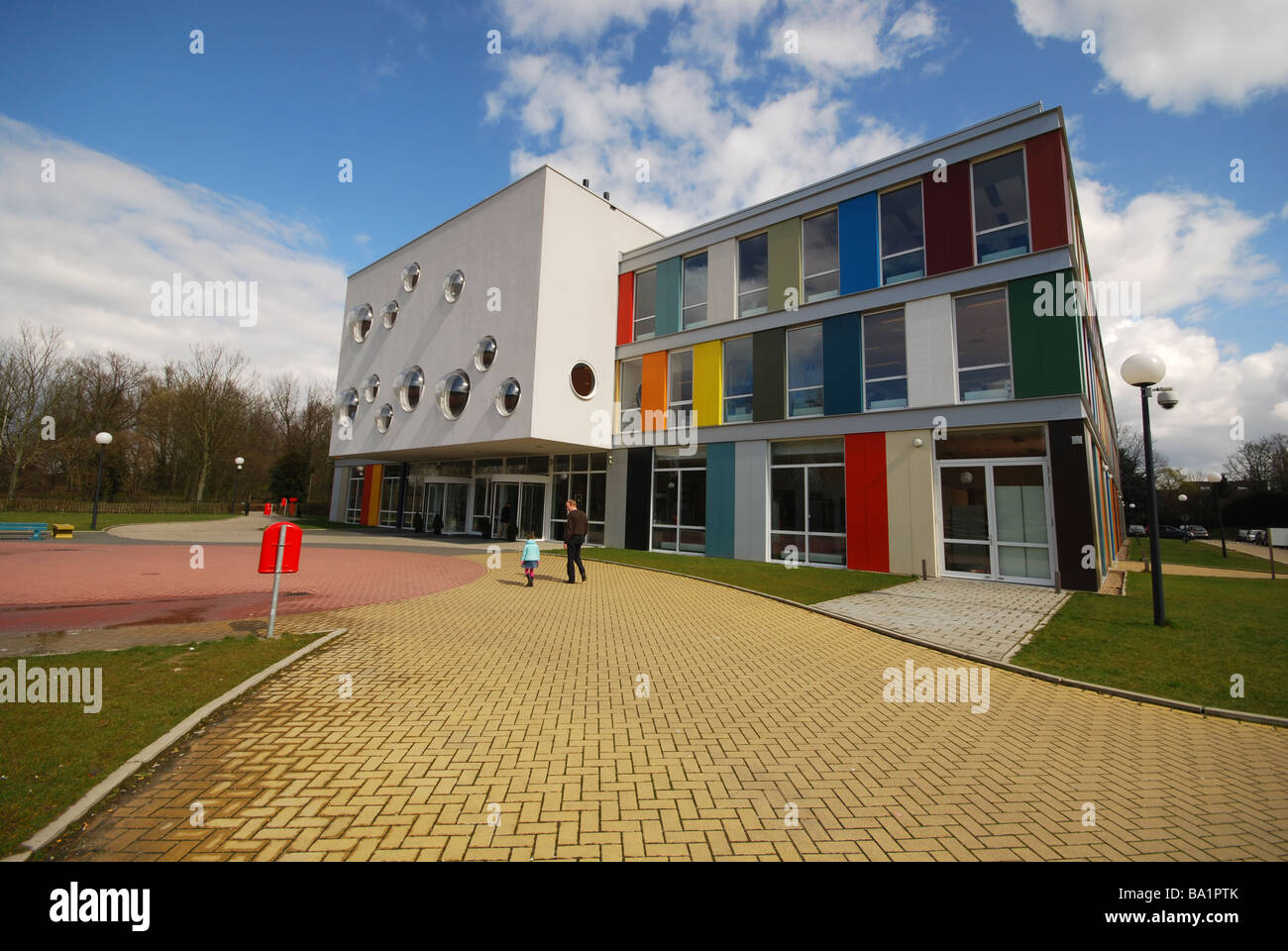 colourful school building of Niekee educational centre Roermond ...
