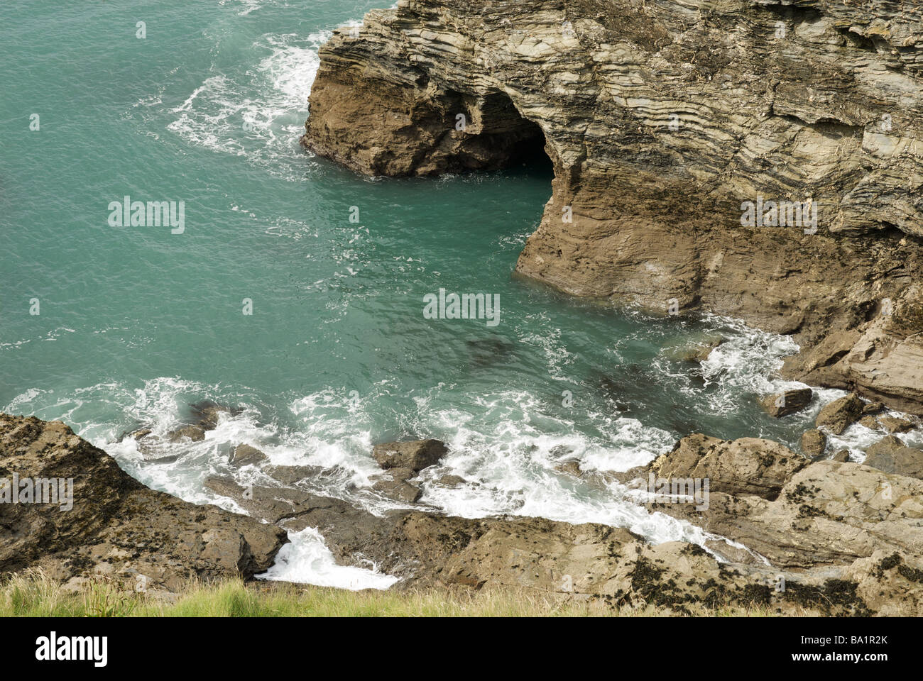 Portreath, Cornwall, UK showing rock formation Stock Photo - Alamy