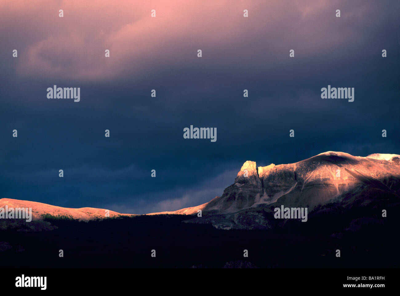 Jasper National Park, Alberta, Canada - Sunset on Mount Tekarra under ...