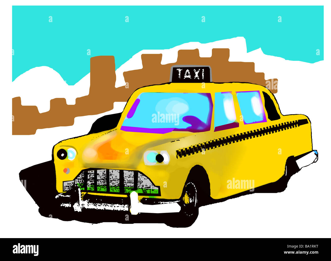 illustration of a taxi Stock Photo - Alamy