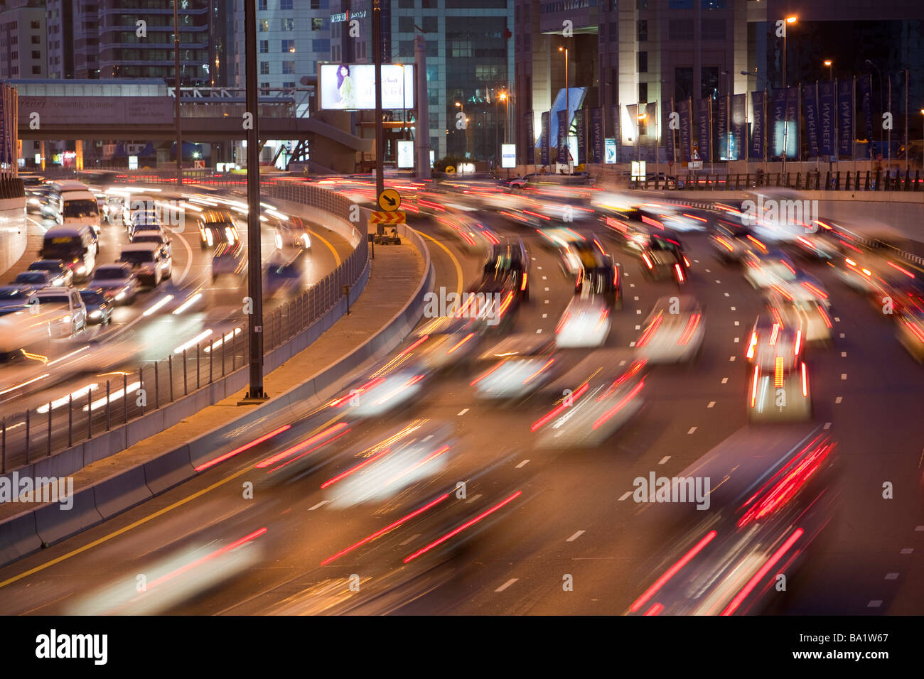 Cars in the evening rush hour in Dubai City in the Middle East Stock ...