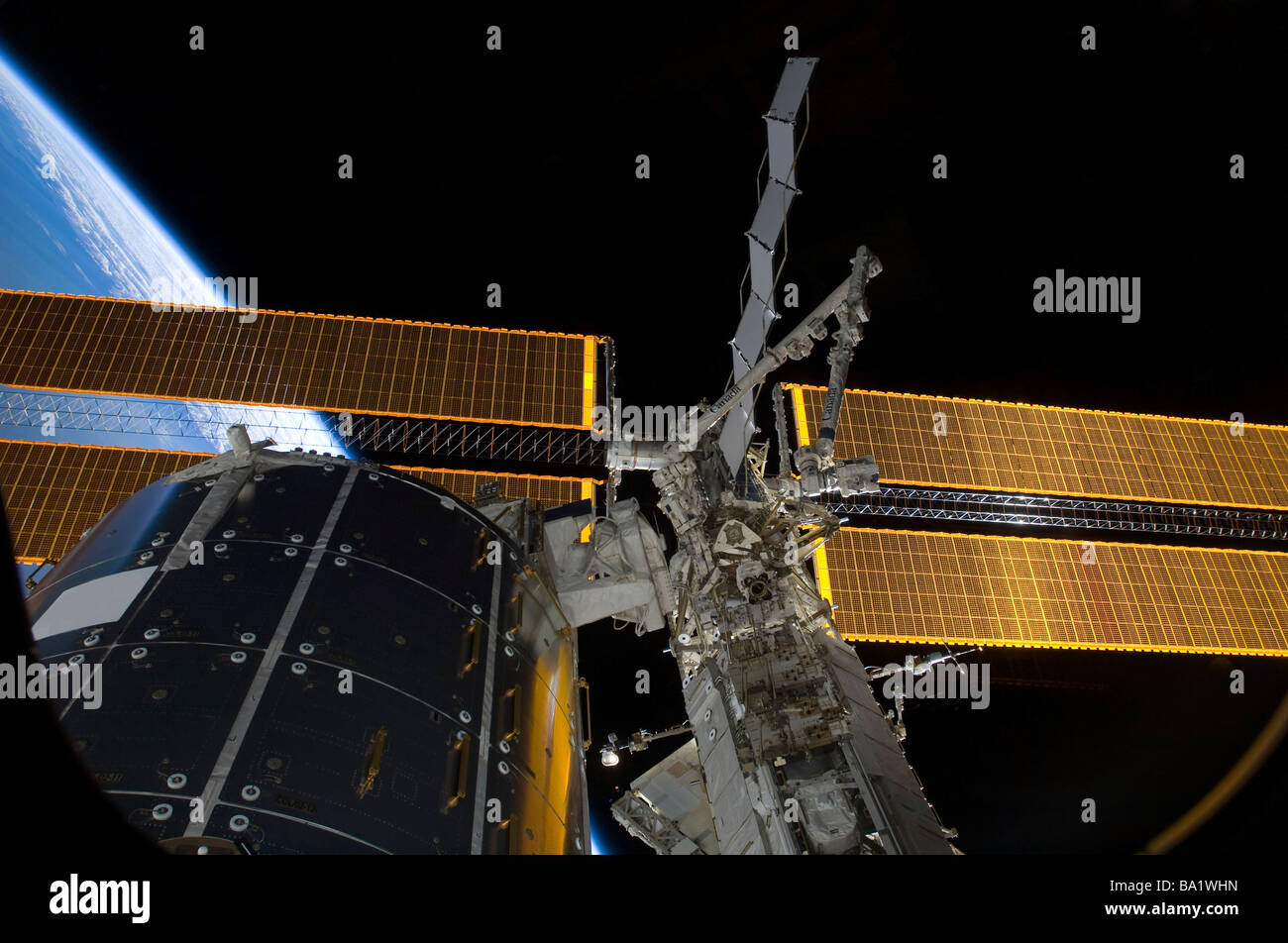 The International Space Station and the Columbus laboratory Stock Photo ...