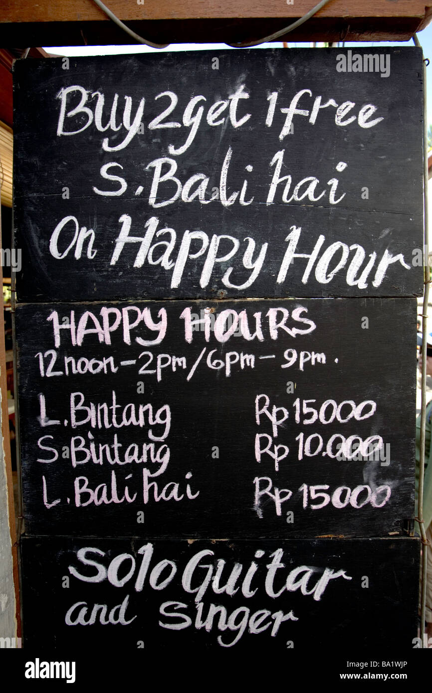 Indonesia, Bali. Kuta. Poppies Lane, restaurant menu Stock Photo - Alamy