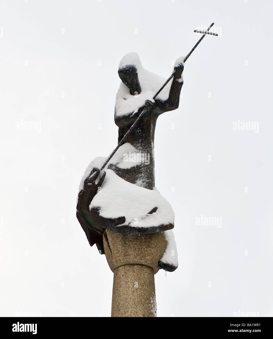 snowy statue Fussen Germany Stock Photo - Alamy