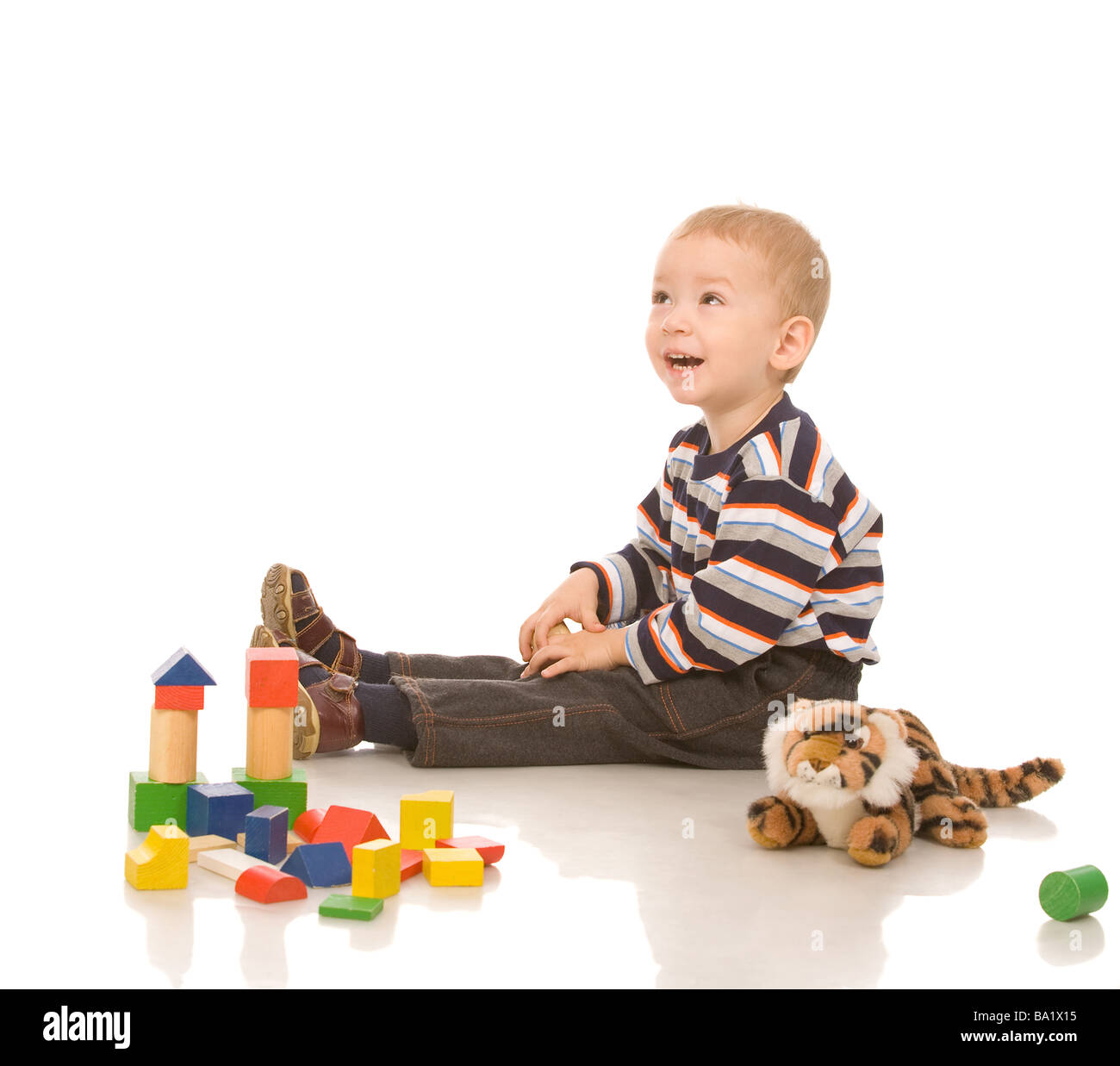 little boy play with bricks Stock Photo - Alamy
