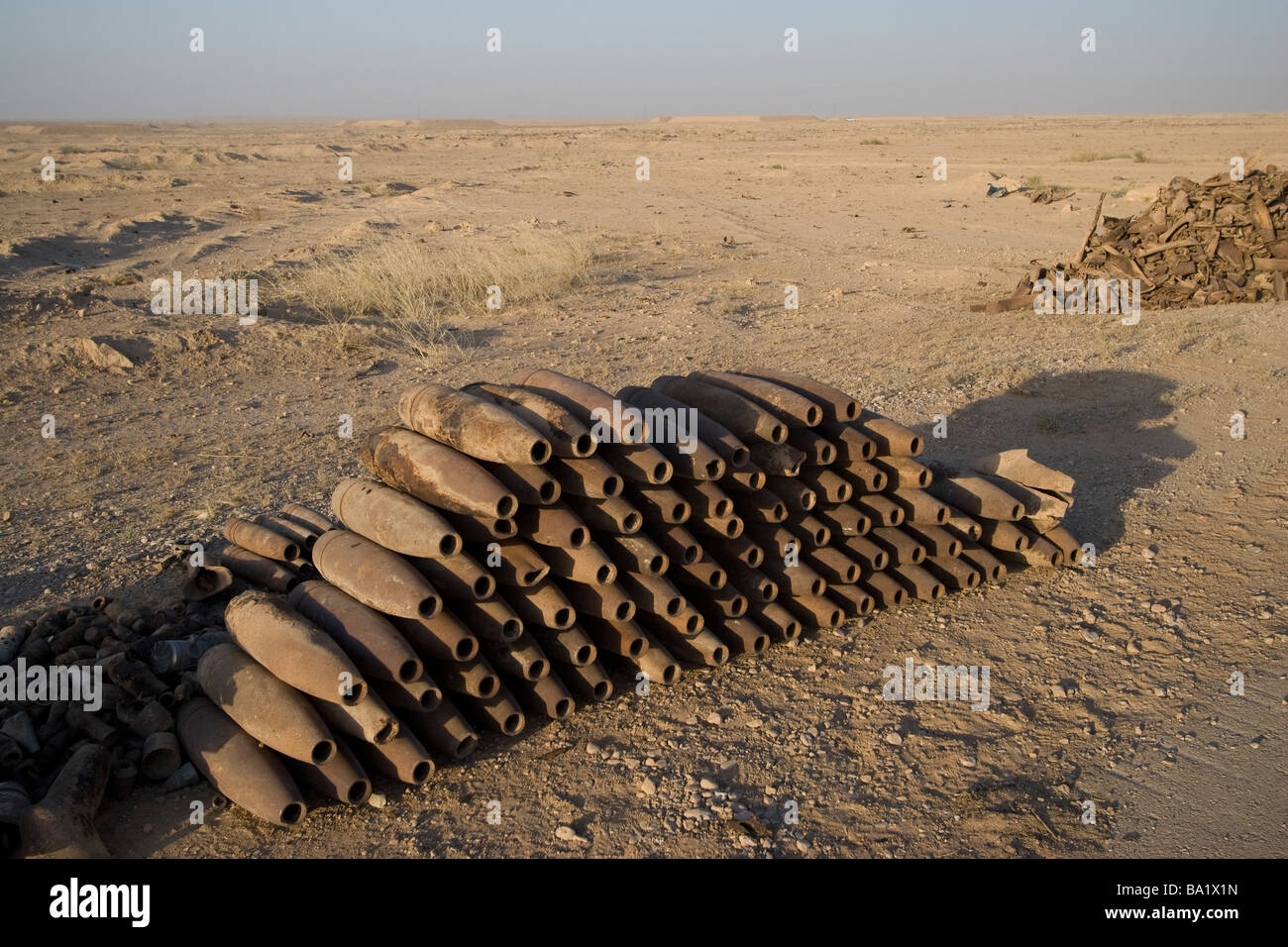Inert artillery shells are stacked up for collection Stock Photo - Alamy