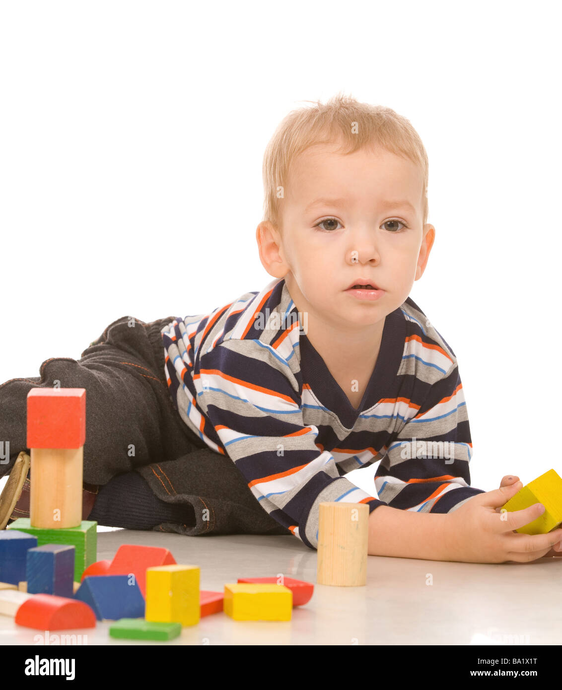 little boy play with bricks Stock Photo - Alamy