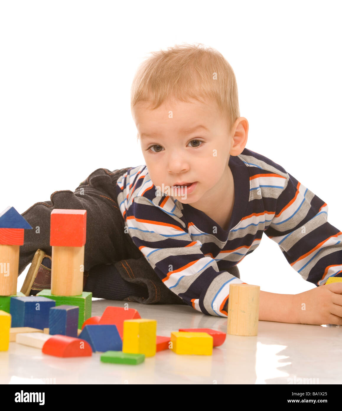 little boy play with bricks Stock Photo - Alamy