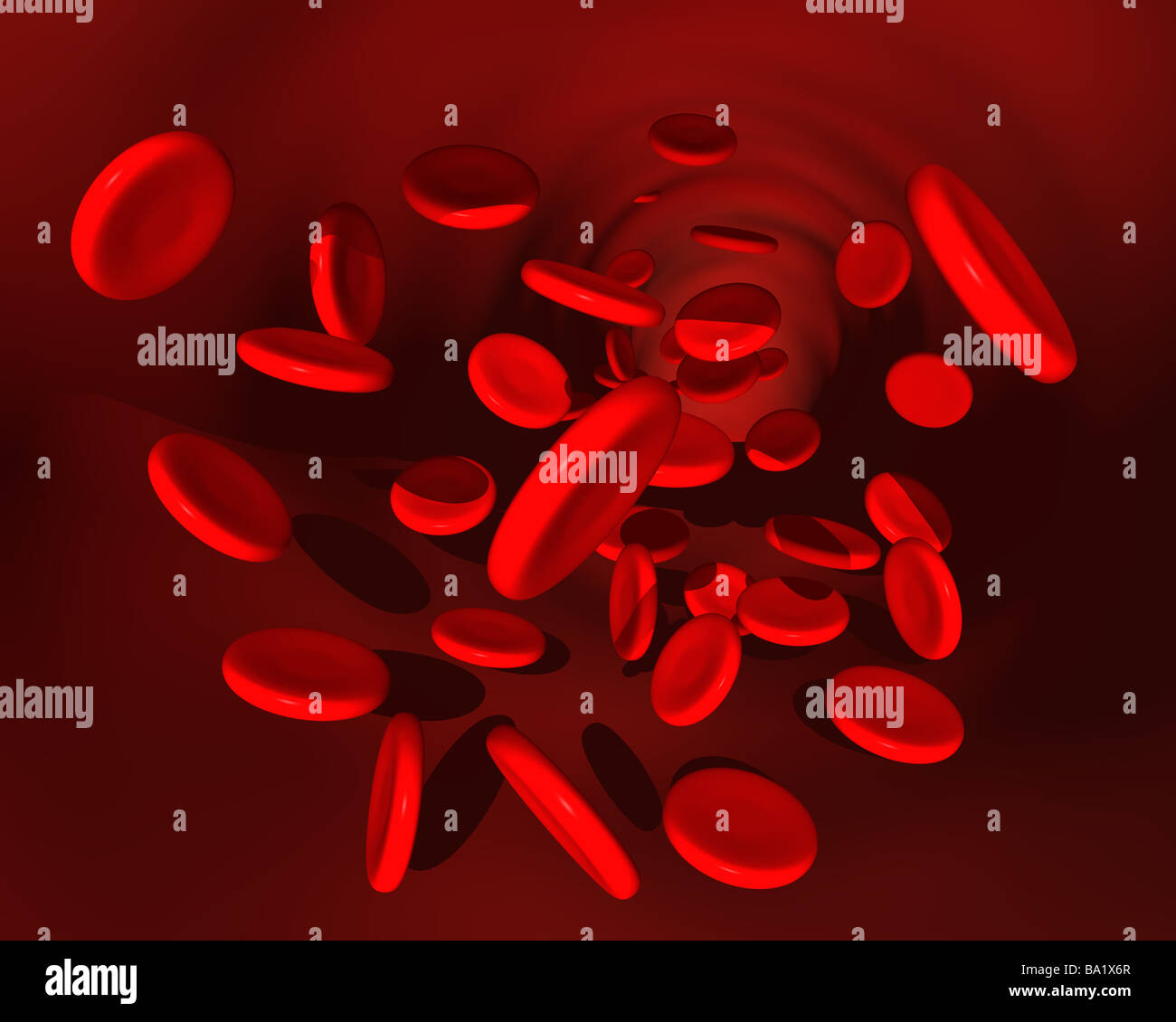 Red blood cells floating down a vein Stock Photo - Alamy