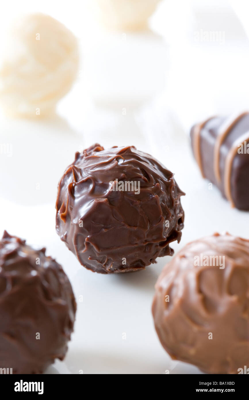 Chocolate Truffle on White Background Stock Photo - Alamy