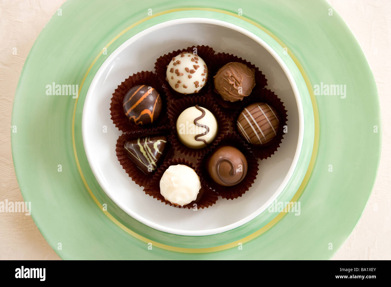 Chocolates in Plate Stock Photo - Alamy