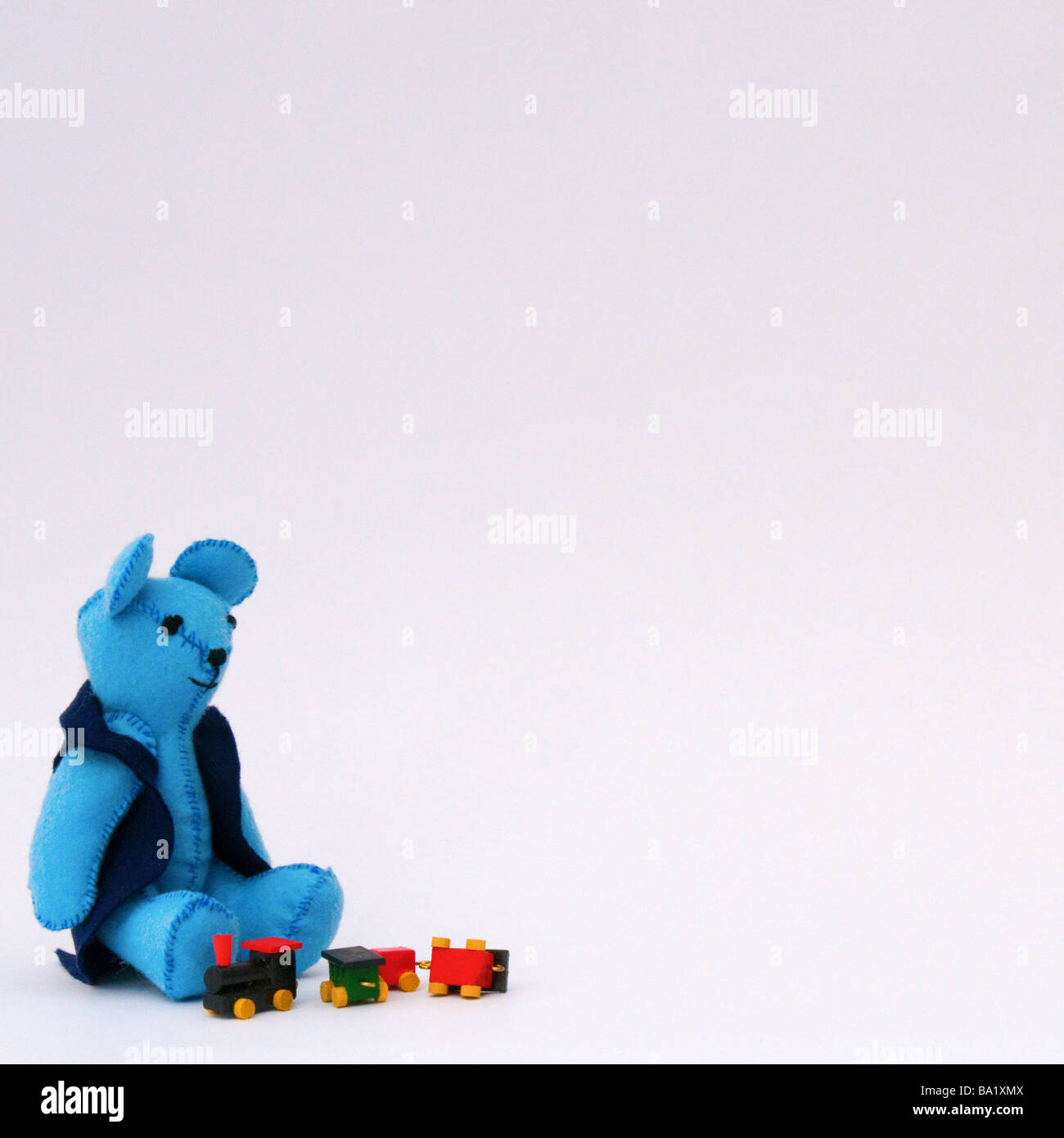 Miniature teddy with a train set (Mini Bear Collection Stock Photo - Alamy