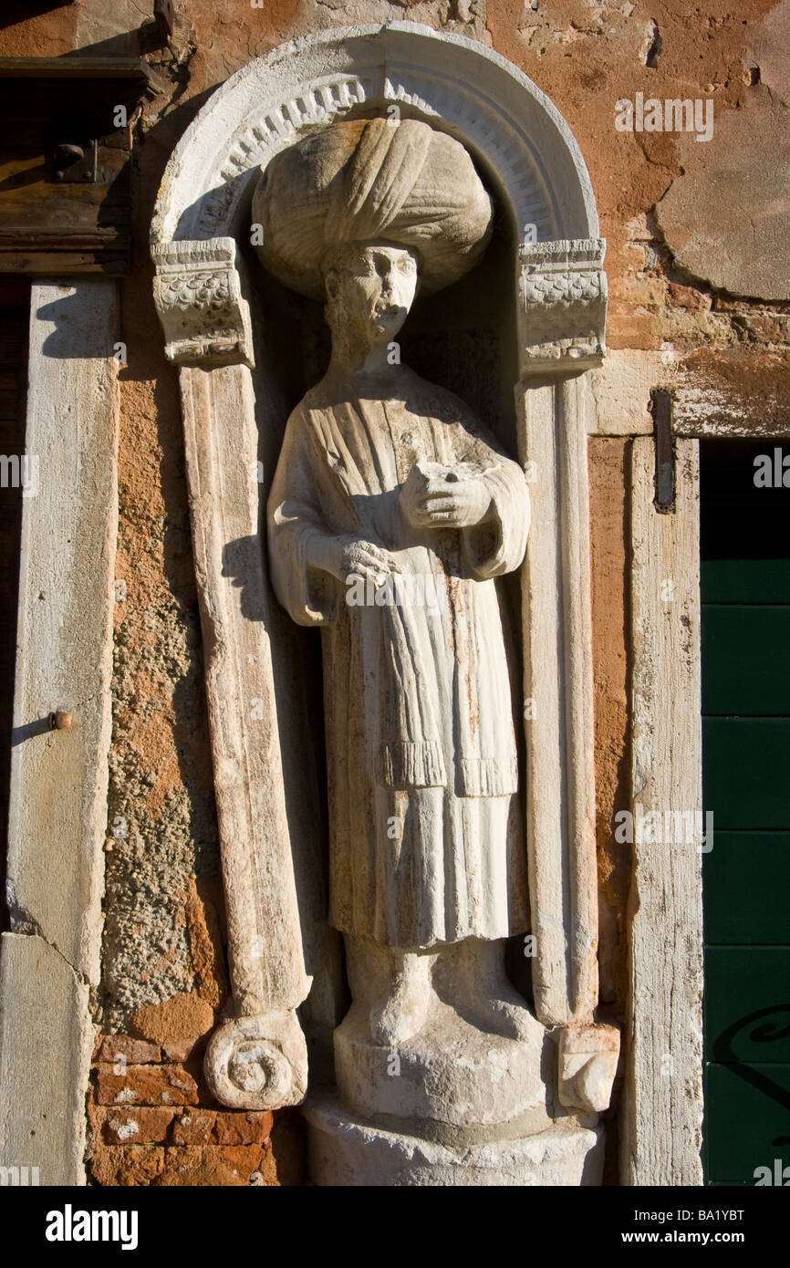 Sculpture of Turbaned Muslim Man at a Palazzo near Campo dei Mori in ...