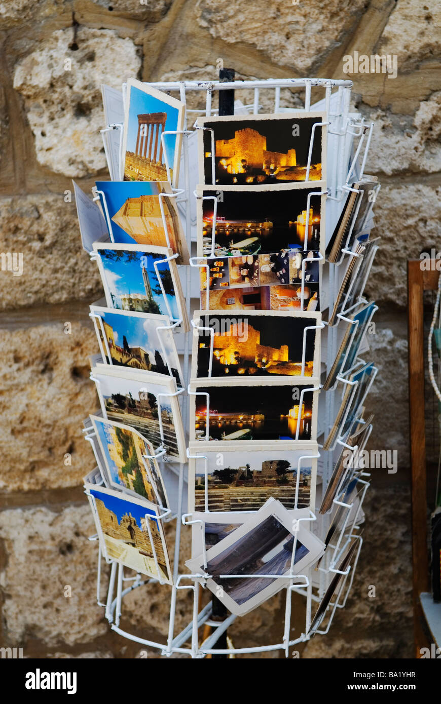 Post cards stand in Byblos Lebanon Middle East Asia Stock Photo - Alamy