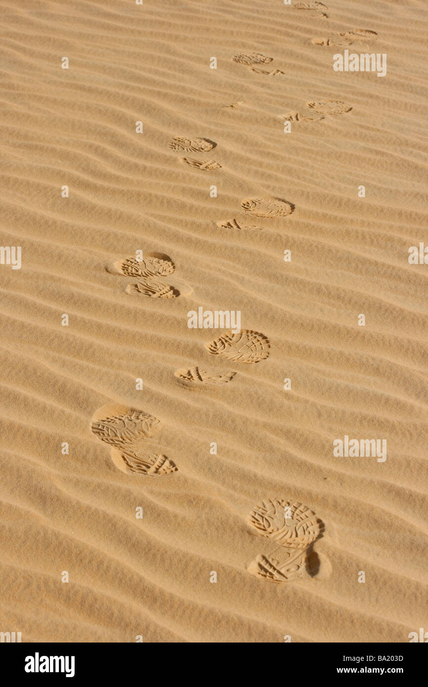 Footprints in the Sand in the Sahara Desert near Chinguetti Mauritania ...