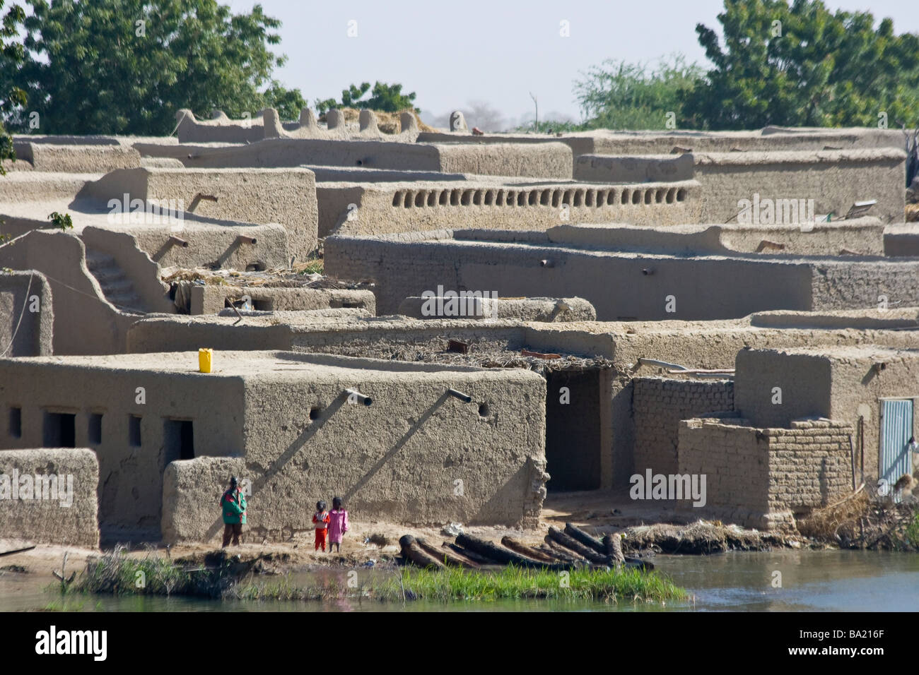 Village Scene from the Comanav Boat to Timbuktu on the Niger River in ...