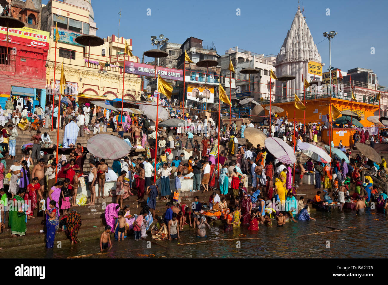 Hindus Bathing in the Ganges River in Varanasi India Stock Photo - Alamy