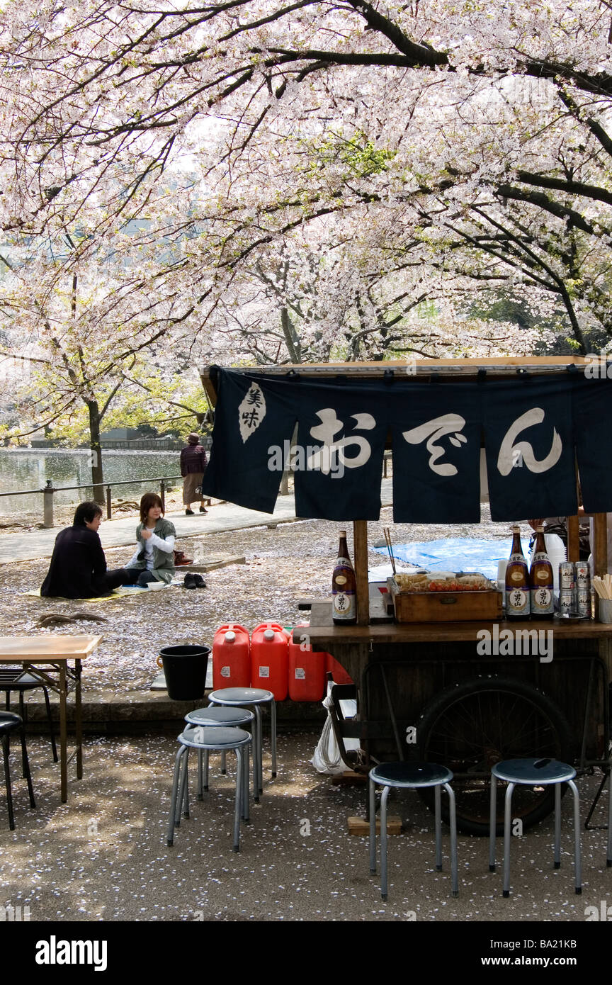 Food stall in Ueno Park during cherry blossom season Stock Photo - Alamy