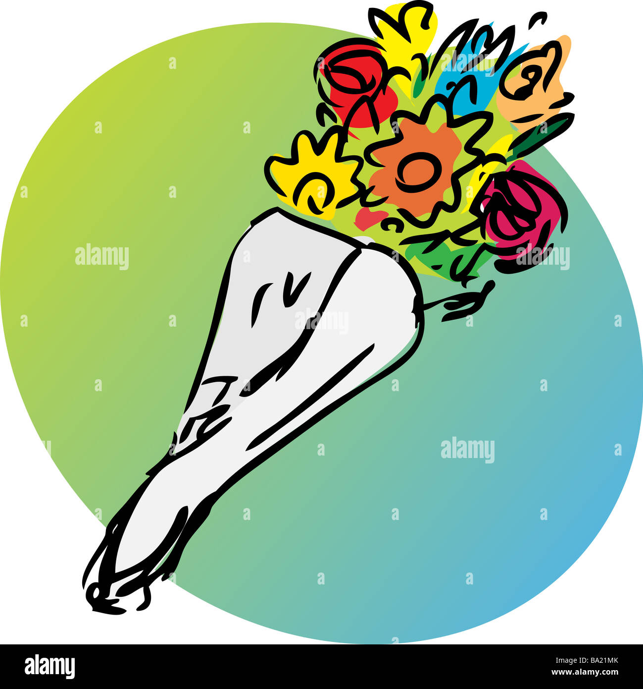 Bouquet of fresh flowers rough sketchy illustration Stock Photo - Alamy