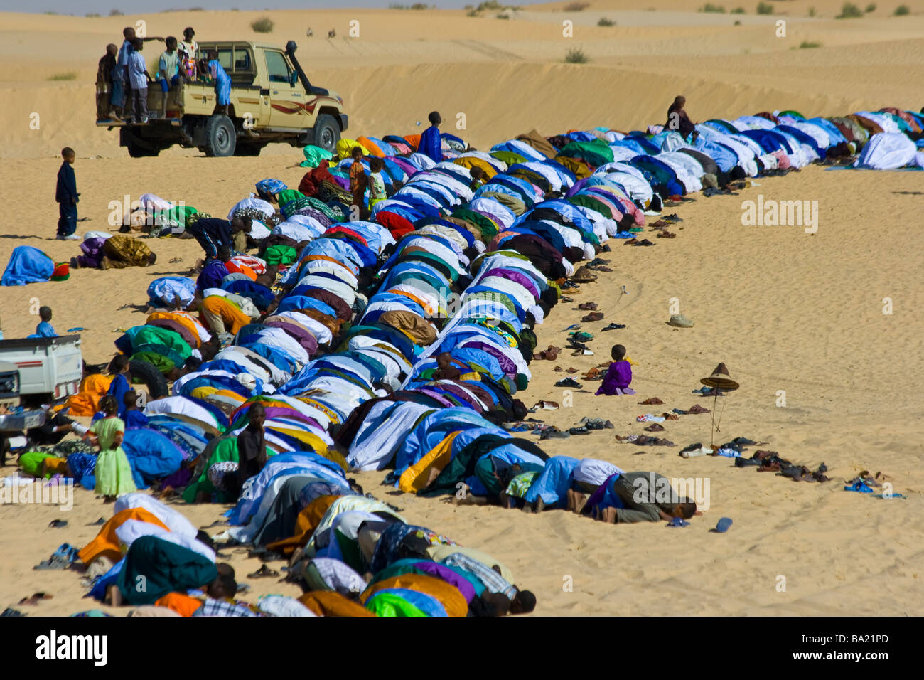 Muslim Prayer in the Desert during Tabaski in Timbuktu Mali Stock Photo ...