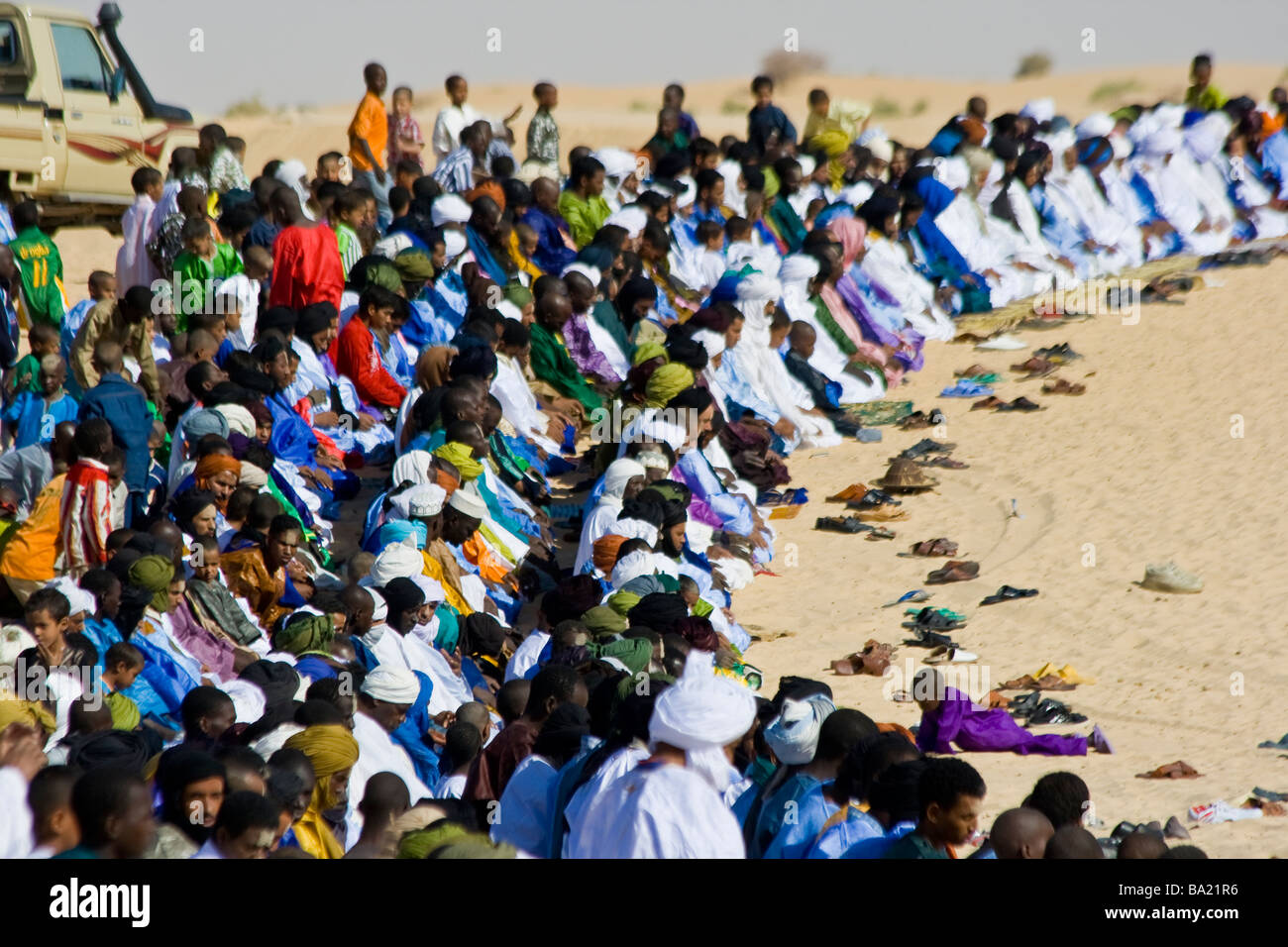 Muslim Prayer in the Desert during Tabaski in Timbuktu Mali Stock Photo ...