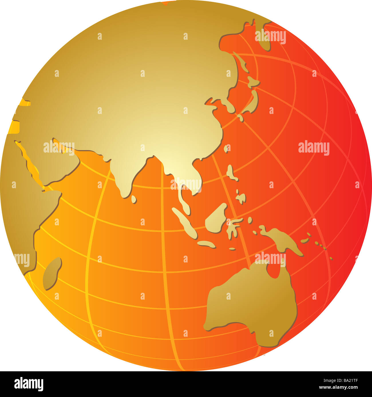 Globe map illustration of the Asia Pacific Stock Photo - Alamy