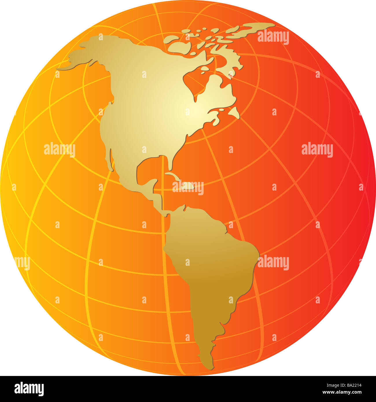 Globe map illustration of the Americas continents Stock Photo - Alamy