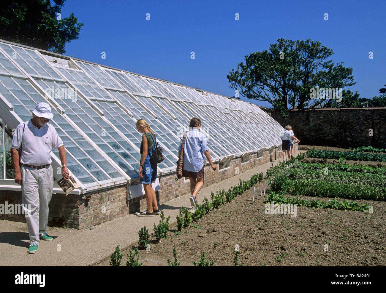visitors and Peach House at Heligan Lost Gardens in summer - Pentewan ...