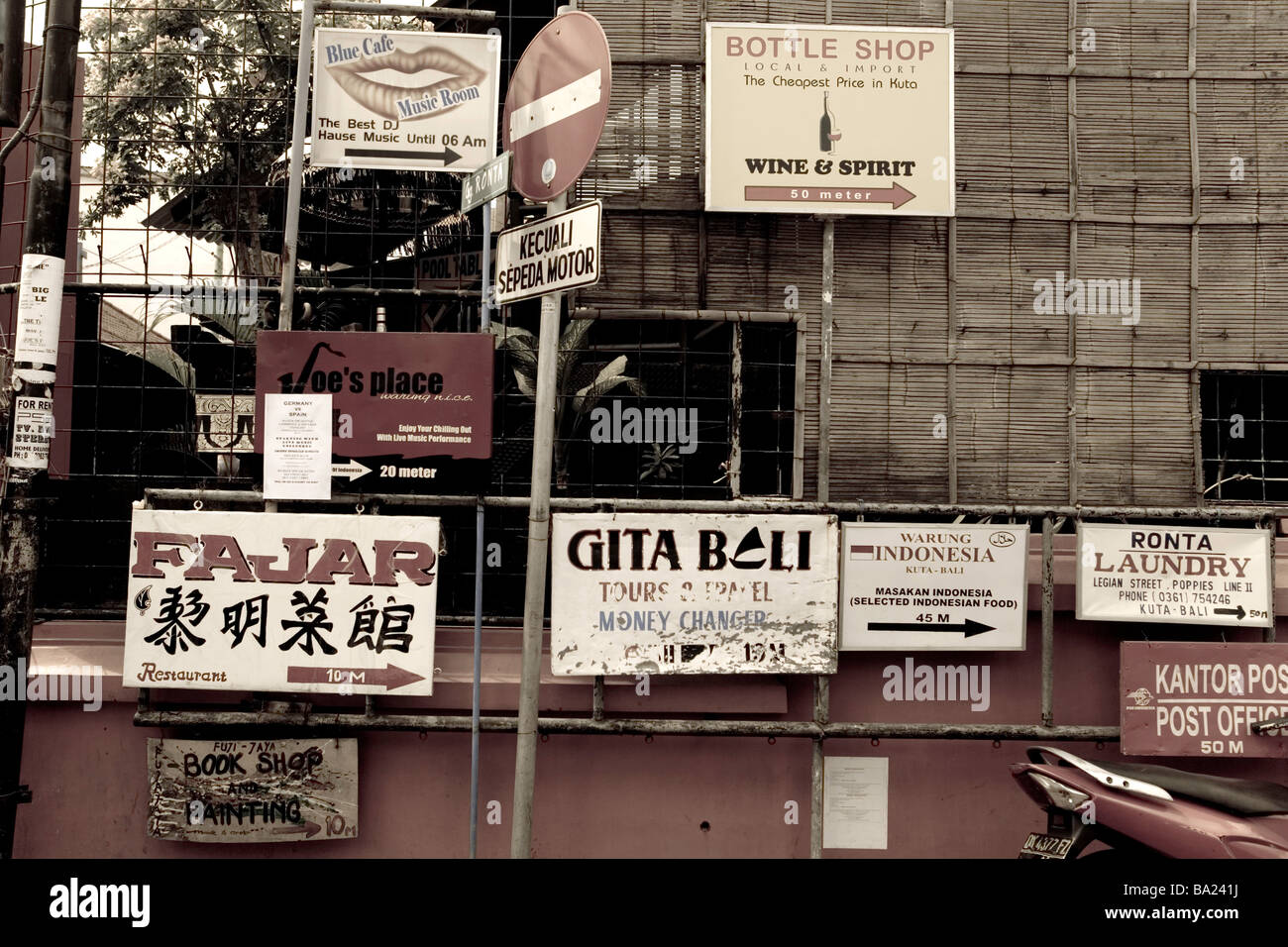 Indonesia, Bali. Kuta. Signboards Stock Photo - Alamy