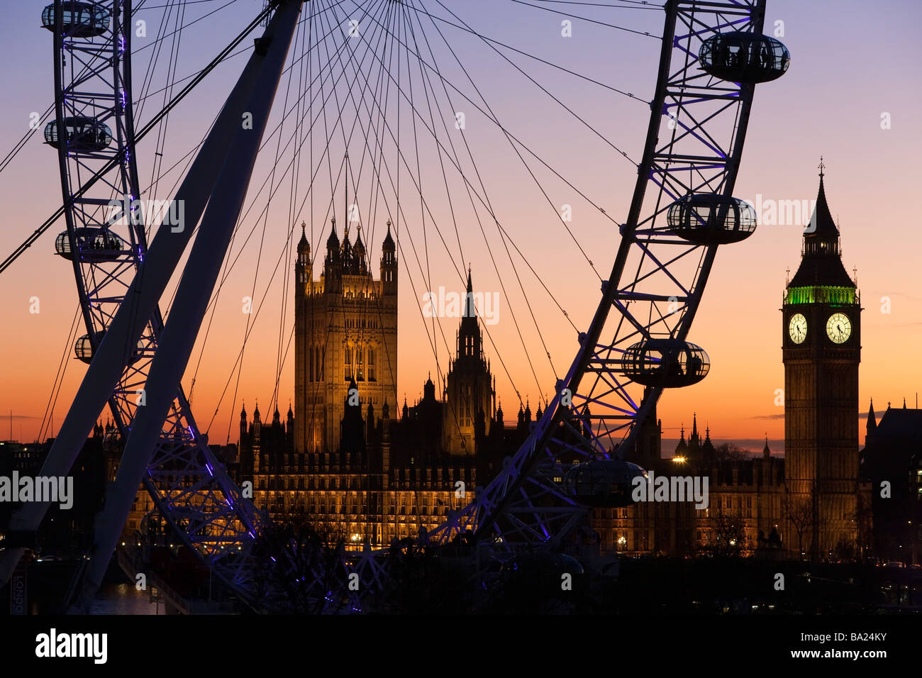 Millennium Ferris Wheel (London Eye) and Big Ben, London, England ...