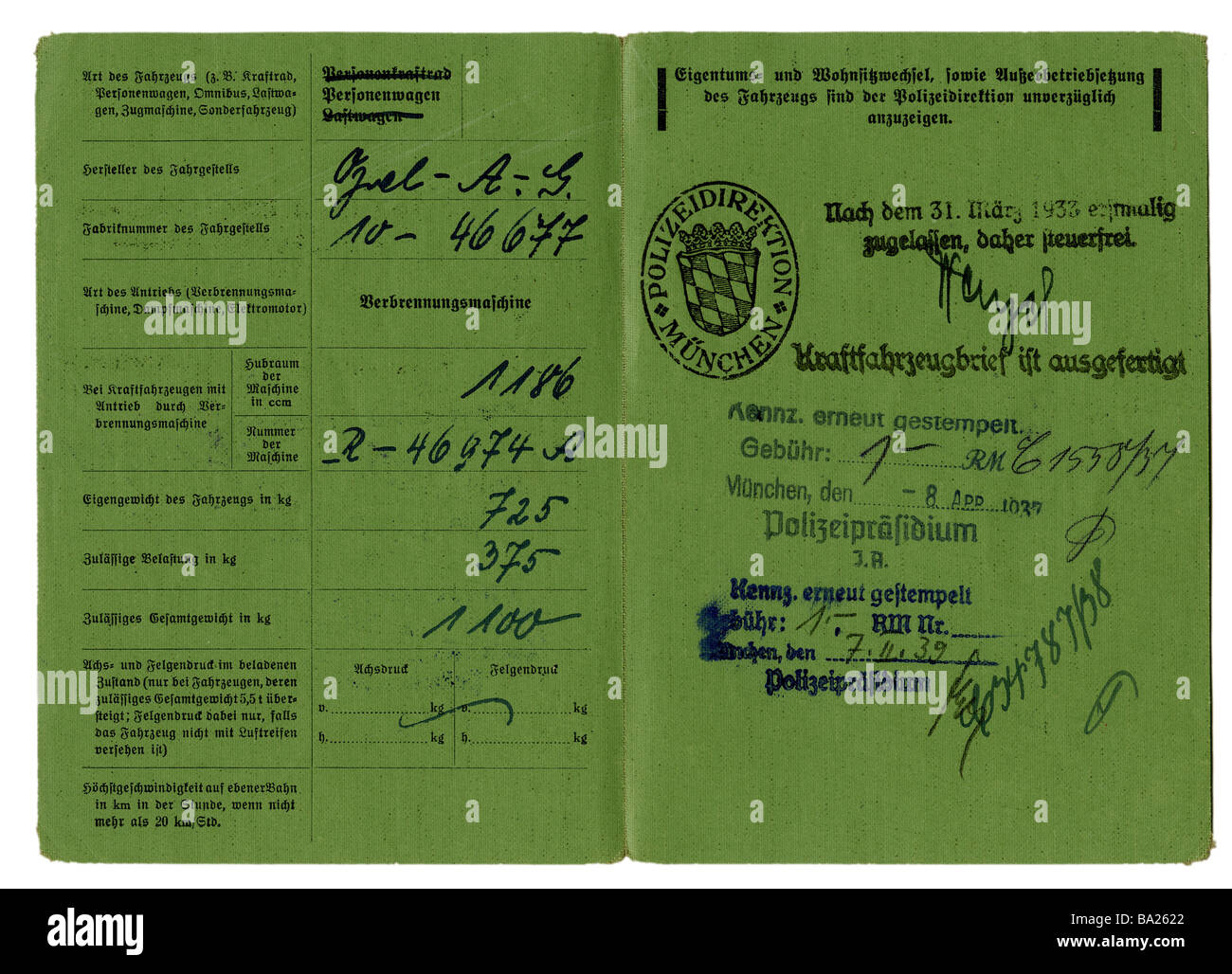 transport / transportation, car, 1930s, motor vehicle registration ... transport / transportation, car, 1930s, motor vehicle registration ...