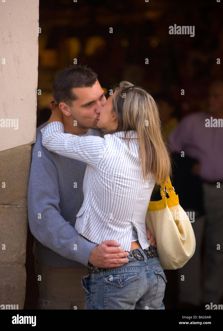 Poland Krakow couple kisses Stock Photo - Alamy