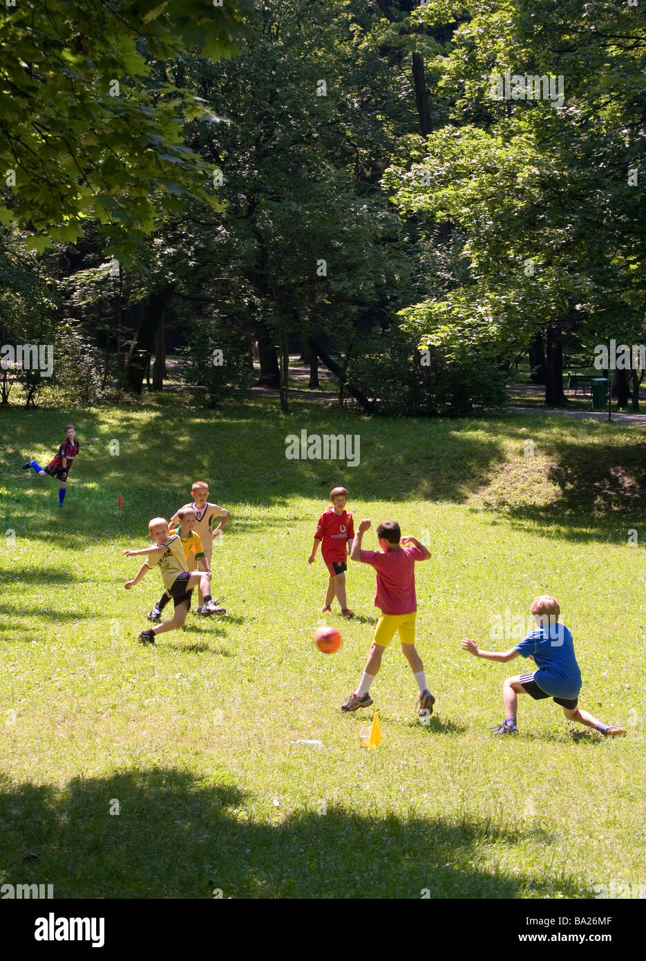 boys play succer ball Stock Photo - Alamy